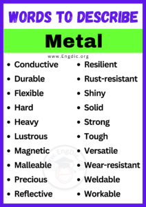 20+ Best Words to Describe Metal, Adjectives for Metal - EngDic