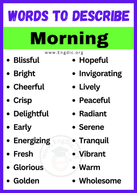20+ Best Words to Describe Morning, Adjectives for Morning - EngDic