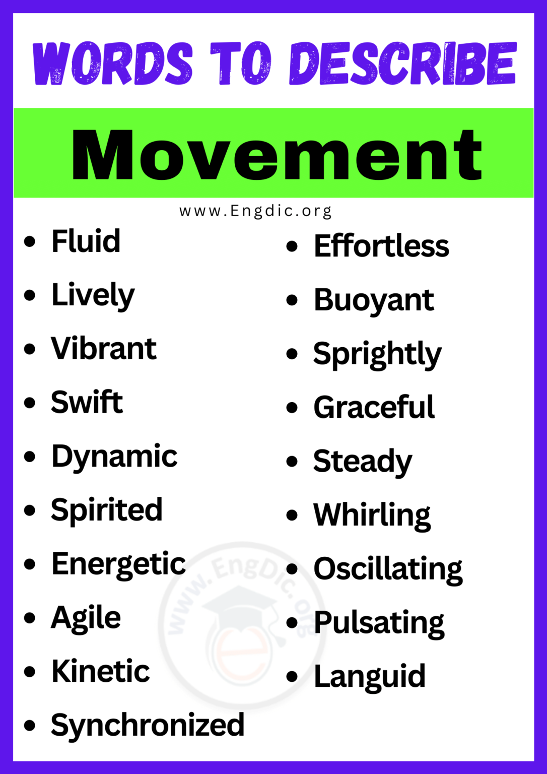 20+ Best Words to Describe Movement, Adjectives for Movement - EngDic