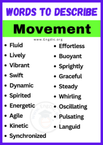 20+ Best Words to Describe Movement, Adjectives for Movement - EngDic