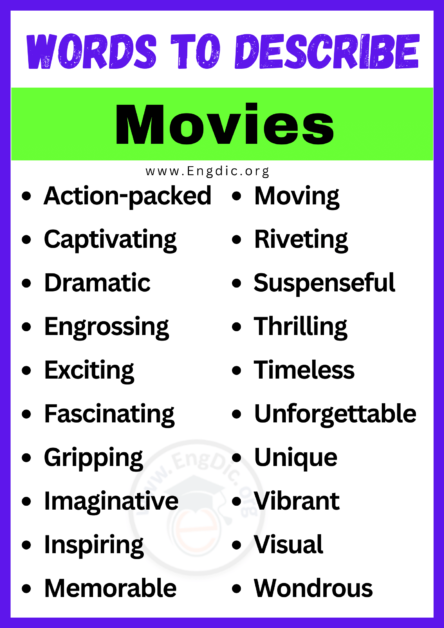 20+ Best Words to Describe Movies, Adjectives for Movies - EngDic