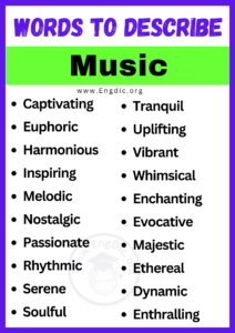 20+ Best Words to Describe Music, Adjectives for Music - EngDic