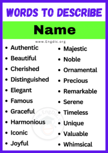 20+ Best Words to Describe Name, Adjectives for Name - EngDic