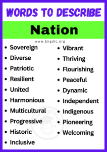 20+ Best Words to Describe Nation, Adjectives for Nation - EngDic