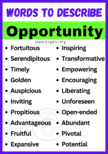20+ Best Words to Describe Opportunity, Adjectives for Opportunity - EngDic