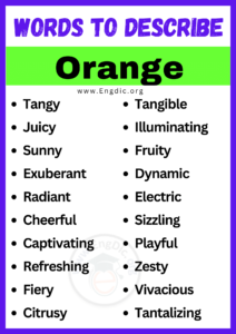 20+ Best Words to Describe Orange, Adjectives for Orange - EngDic