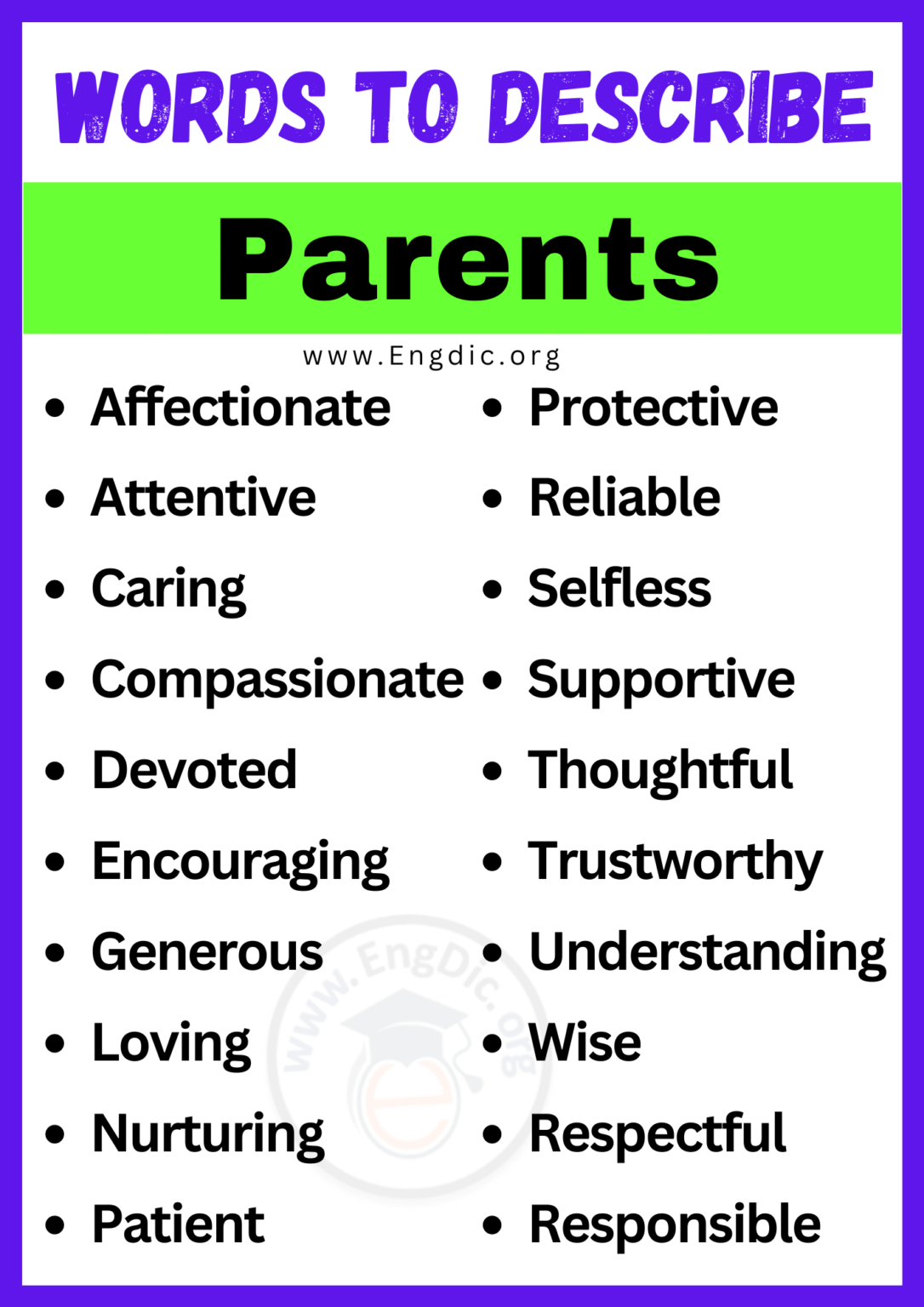 20+ Best Words to Describe Parents, Adjectives for Parents - EngDic