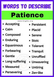 20+ Best Words to Describe Patience, Adjectives for Patience - EngDic