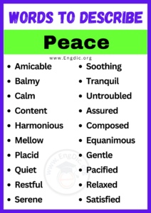 20+ Best Words to Describe Peace, Adjectives for Peace - EngDic