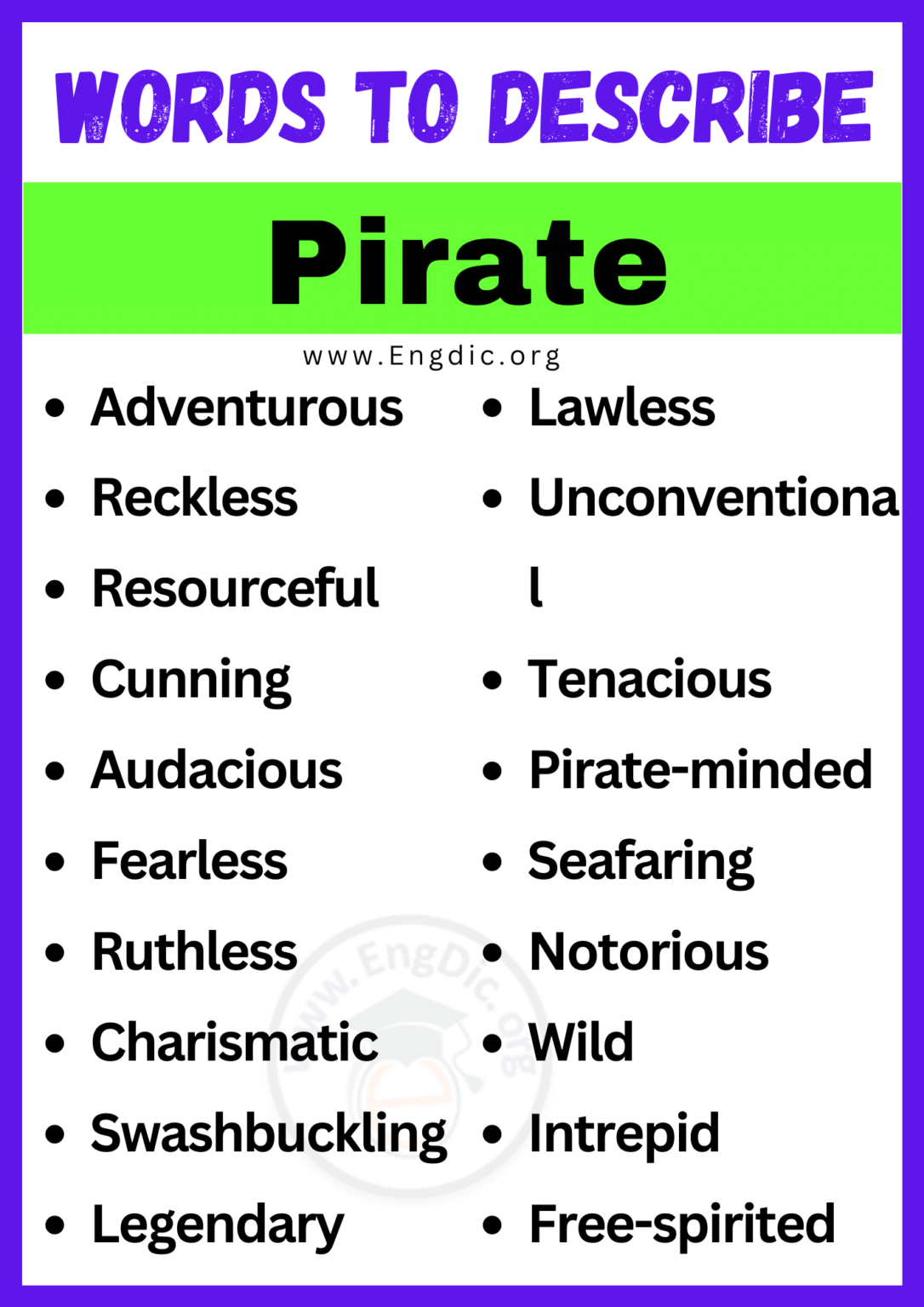 20+ Best Words to Describe Pirate, Adjectives for Pirate - EngDic