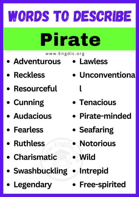 20+ Best Words to Describe Pirate, Adjectives for Pirate - EngDic