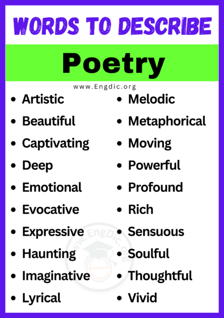 20+ Best Words to Describe Poetry, Adjectives for Poetry - EngDic