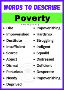 20+ Best Words to Describe Poverty, Adjectives for Poverty - EngDic