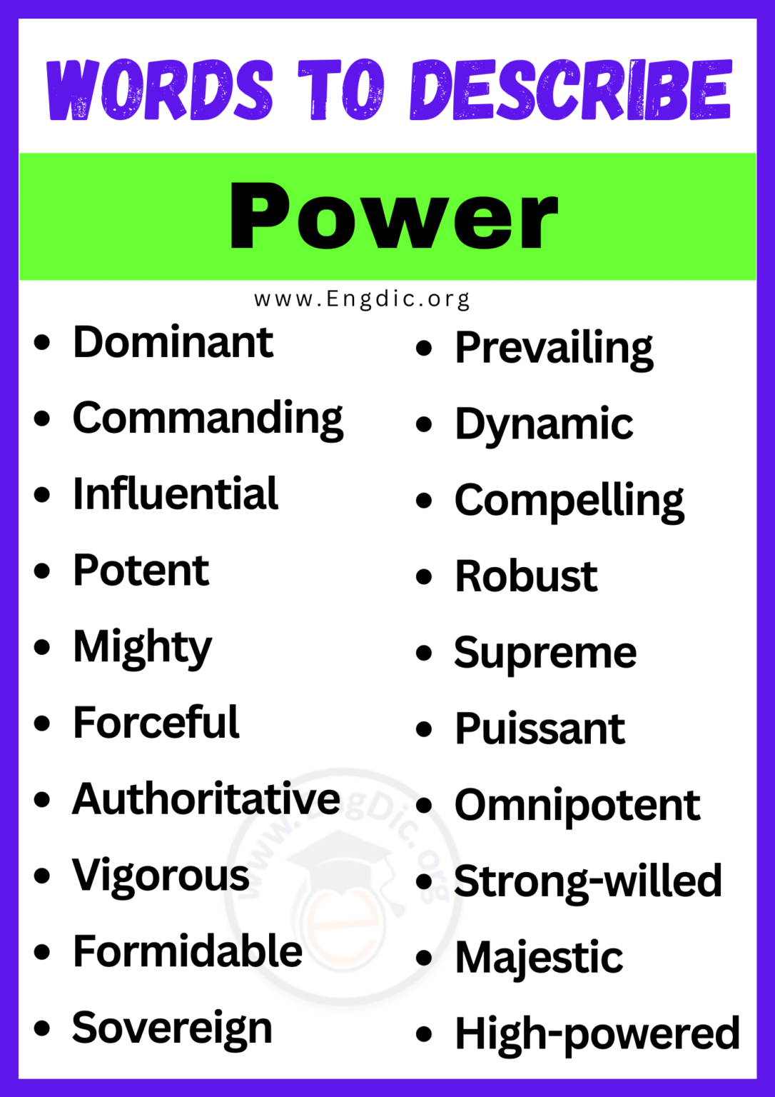 20+ Best Words to Describe Power, Adjectives for Power - EngDic