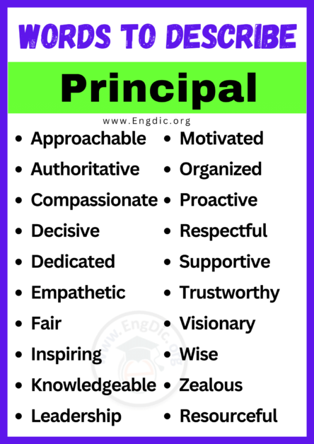 20+ Best Words to Describe Principal, Adjectives for Principal - EngDic