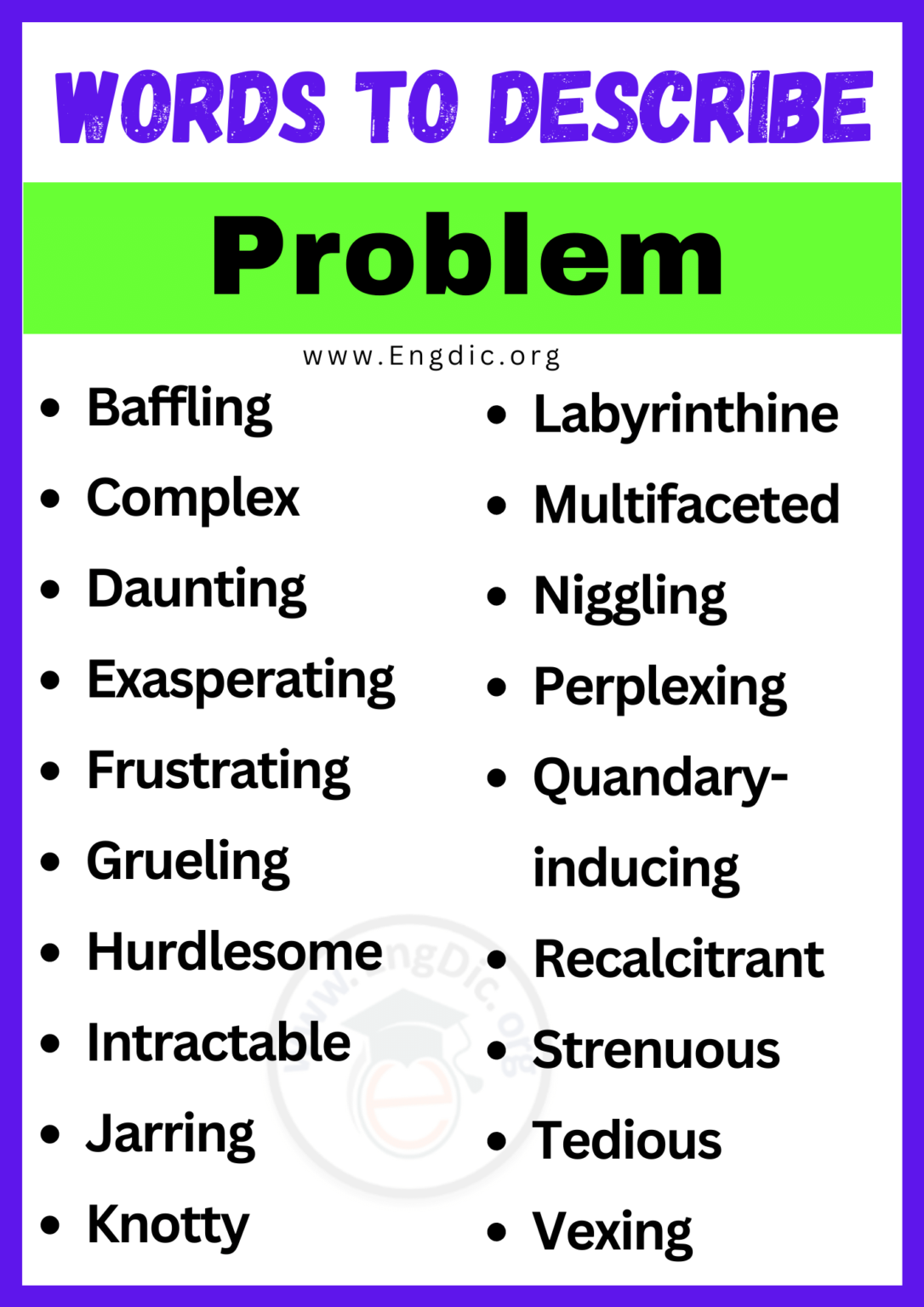 20+ Best Words to Describe Problem, Adjectives for Problem - EngDic