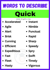 20+ Best Words to Describe Quick, Adjectives for Quick - EngDic