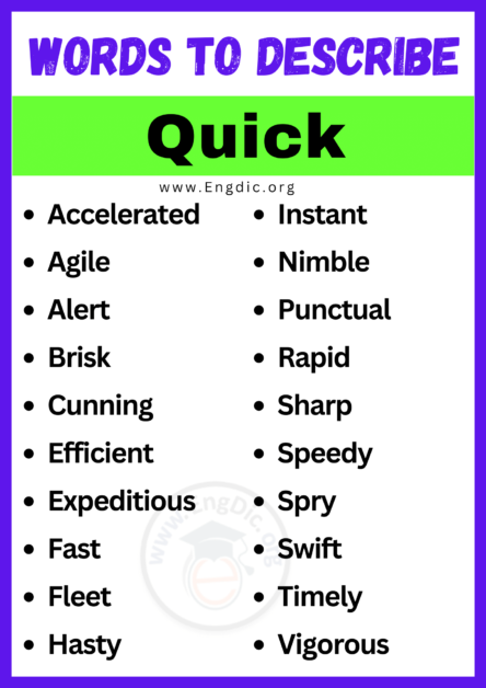 20+ Best Words to Describe Quick, Adjectives for Quick - EngDic