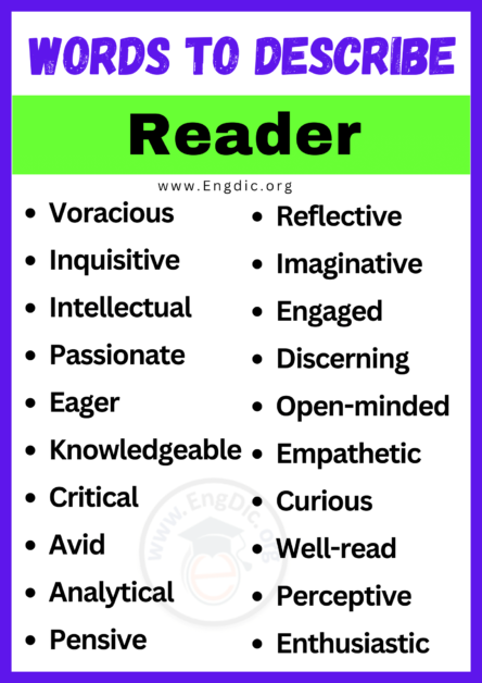 20+ Best Words to Describe Reader, Adjectives for Reader - EngDic