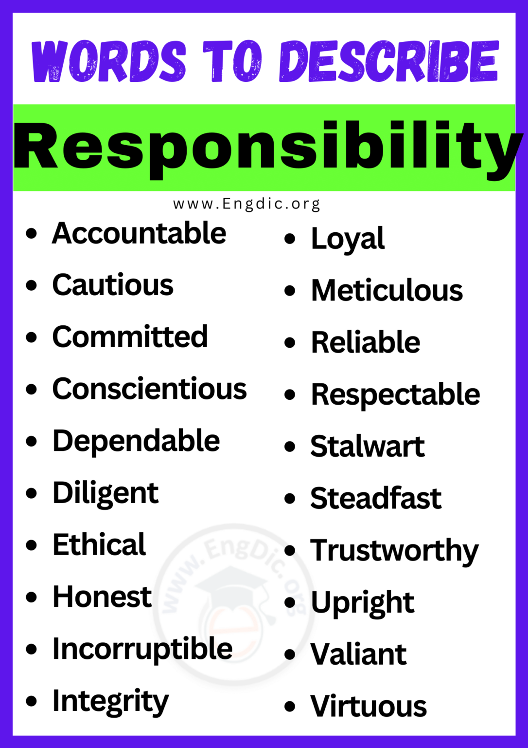 20+ Best Words to Describe Responsibility, Adjectives for ...