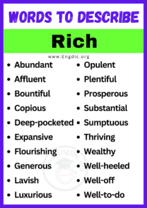 20+ Best Words to Describe Rich, Adjectives for Rich - EngDic