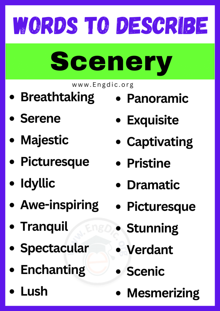20+ Best Words to Describe Scenery, Adjectives for Scenery - EngDic