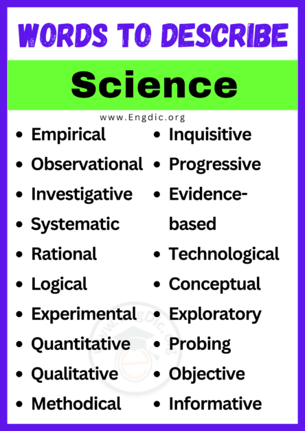 20+ Best Words to Describe Science, Adjectives for Science - EngDic
