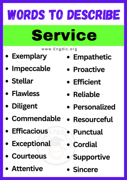 20+ Best Words to Describe Service, Adjectives for Service - EngDic