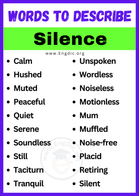 20+ Best Words to Describe Silence, Adjectives for Silence - EngDic
