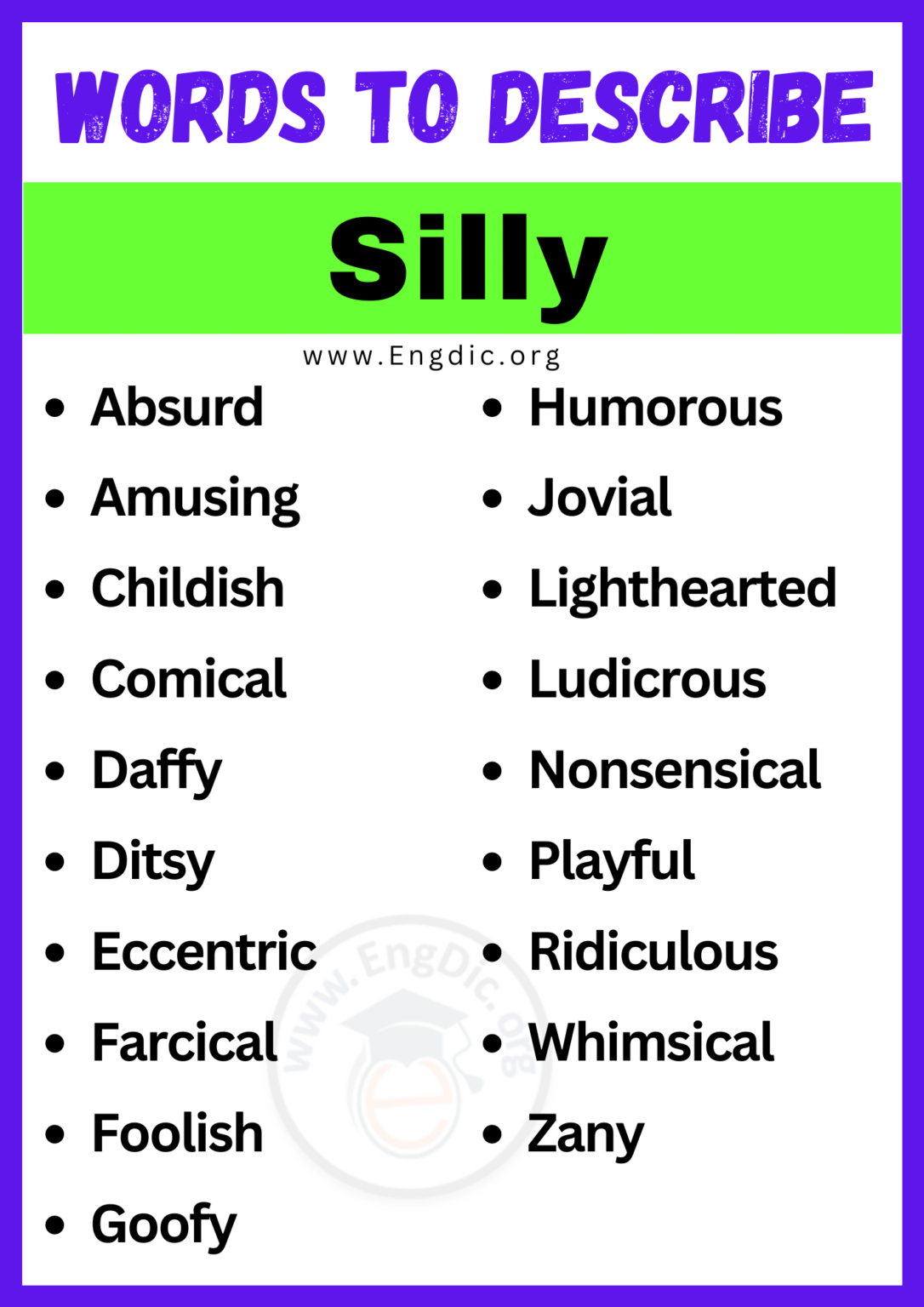 20+ Best Words to Describe Silly, Adjectives for Silly - EngDic