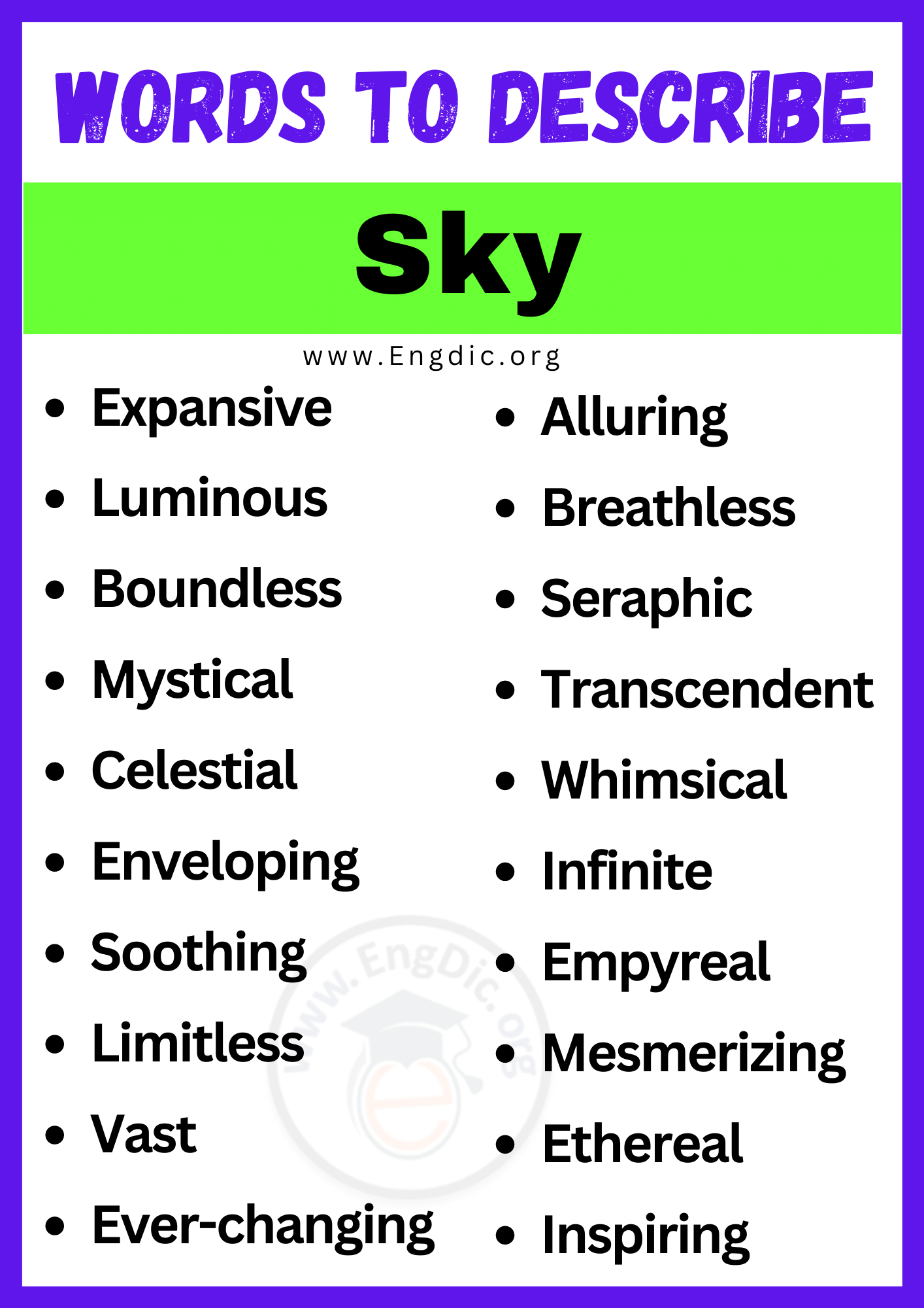 20 Best Words To Describe Sky Adjectives For Sky EngDic