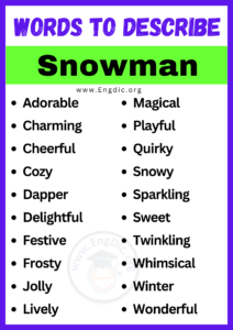 20+ Best Words to Describe Snowman, Adjectives for Snowman - EngDic