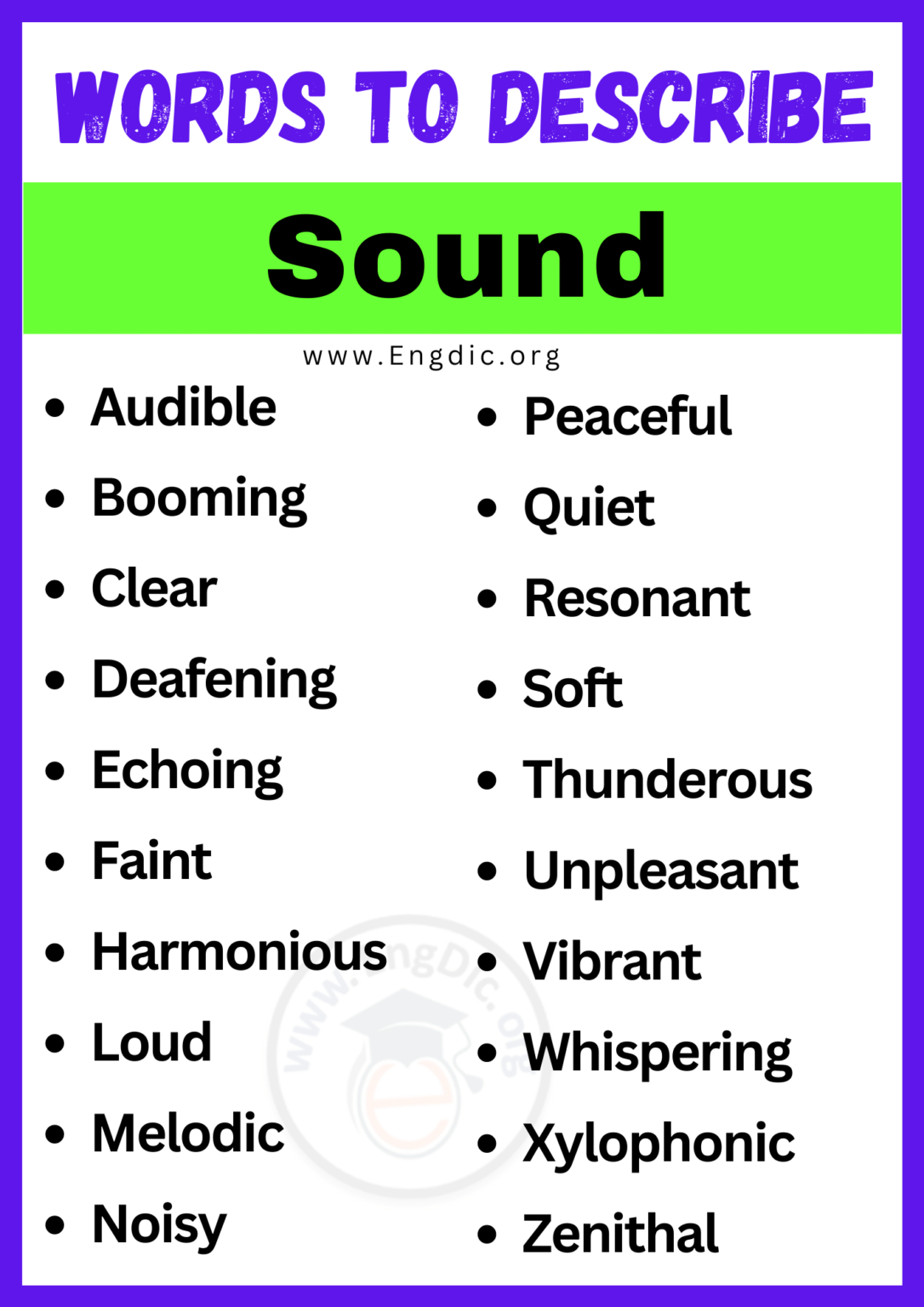 20+ Best Words to Describe Sound, Adjectives for Sound - EngDic
