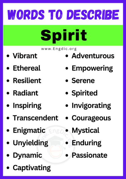 20+ Best Words to Describe Spirit, Adjectives for Spirit - EngDic