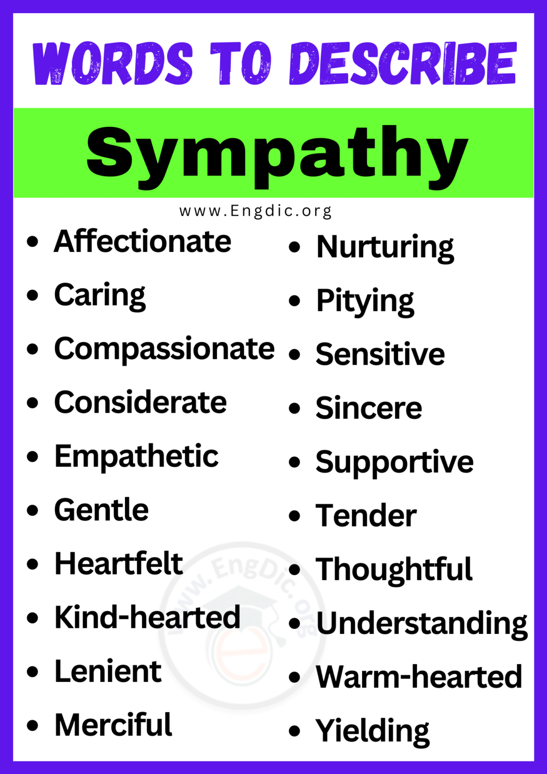 20+ Best Words to Describe Sympathy, Adjectives for Sympathy - EngDic