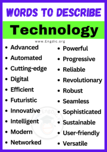 20+ Best Words to Describe Technology, Adjectives for Technology - EngDic