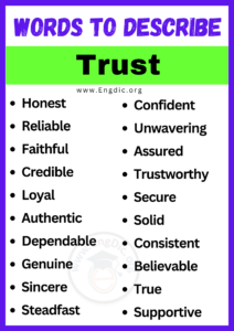 20+ Best Words to Describe Trust, Adjectives for Trust - EngDic
