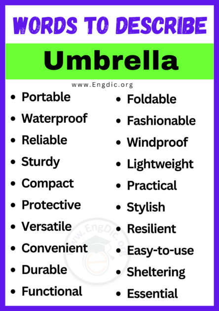 20+ Best Adjectives for Umbrella, Words to Describe Umbrella - EngDic
