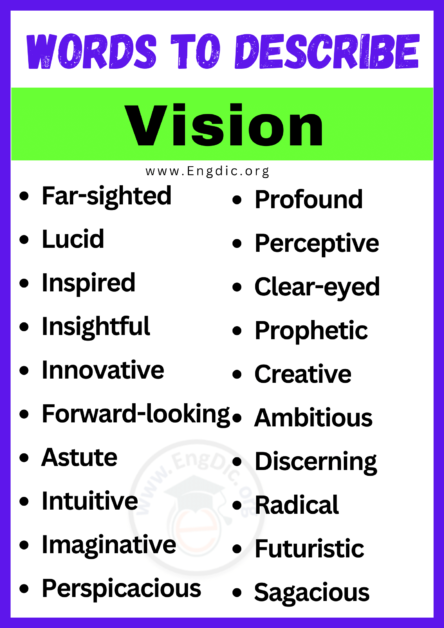 20+ Best Words to Describe Vision, Adjectives for Vision - EngDic