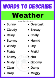 20+ Best Words to Describe Weather, Adjectives for Weather - EngDic
