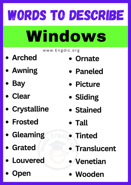 20+ Best Words to Describe Windows, Adjectives for Windows - EngDic