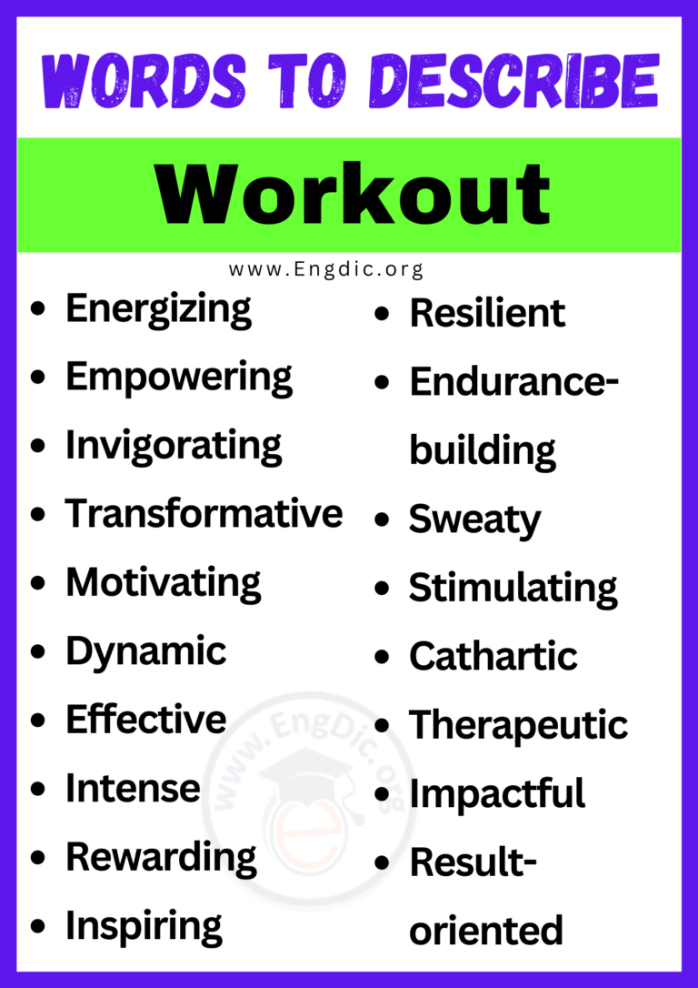 20+ Best Words to Describe Workout, Adjectives for Workout - EngDic