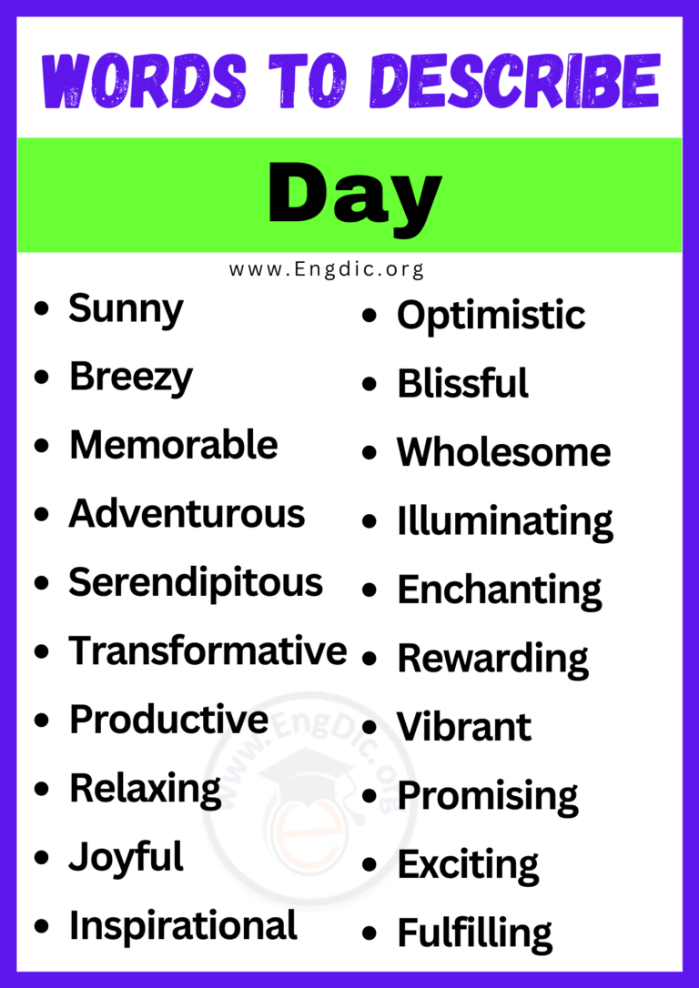 20+ Best Words to Describe a Day, Adjectives for Day - EngDic