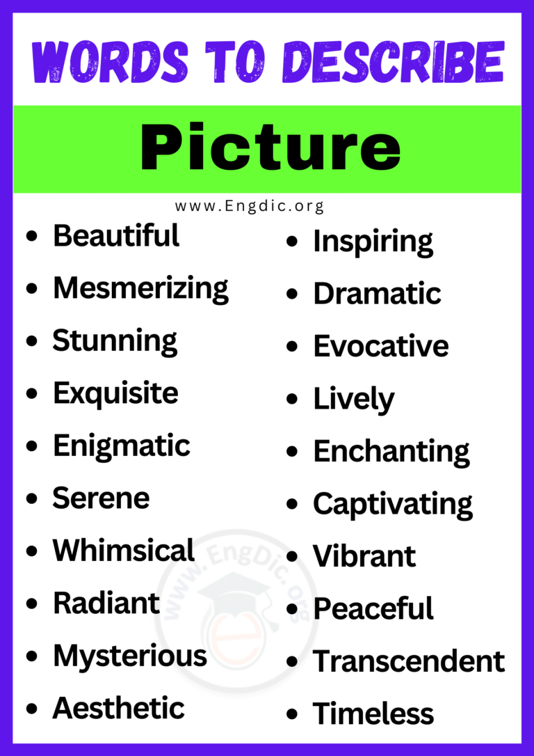 20+ Best Words to Describe a Picture, Adjectives for Picture - EngDic