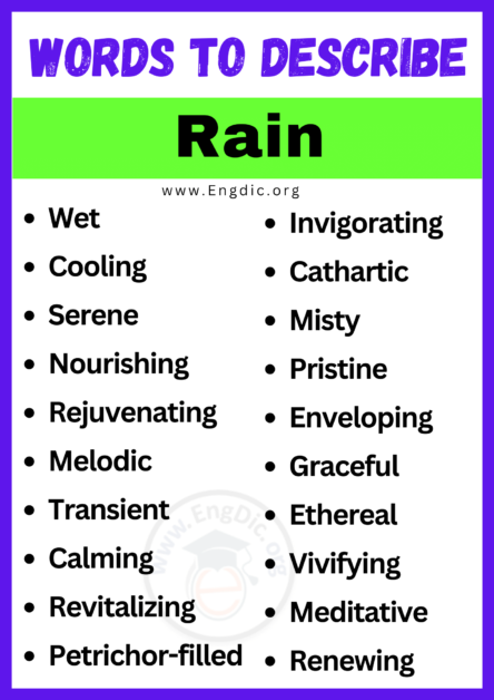 20+ Best Words to Describe a Rain, Adjectives for Rain - EngDic