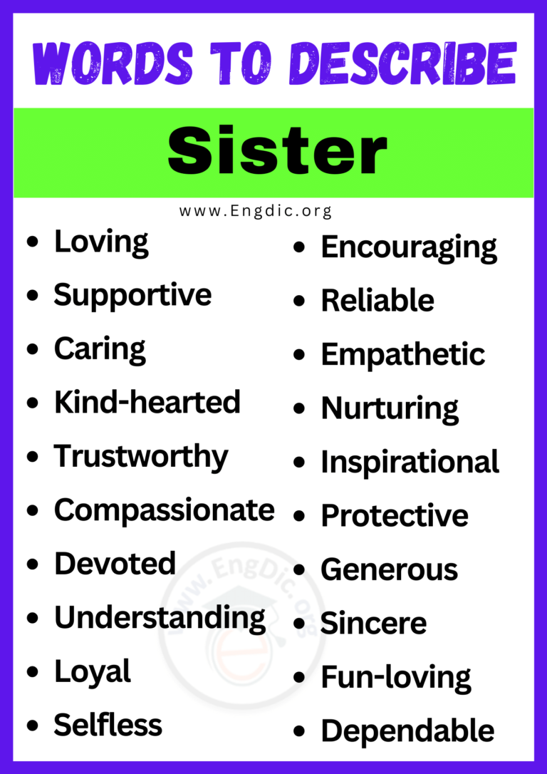 20+ Best Words to Describe a Sister, Adjectives for Sister - EngDic