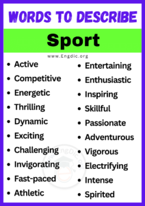 20+ Best Words to Describe a Sport, Adjectives for Sport - EngDic