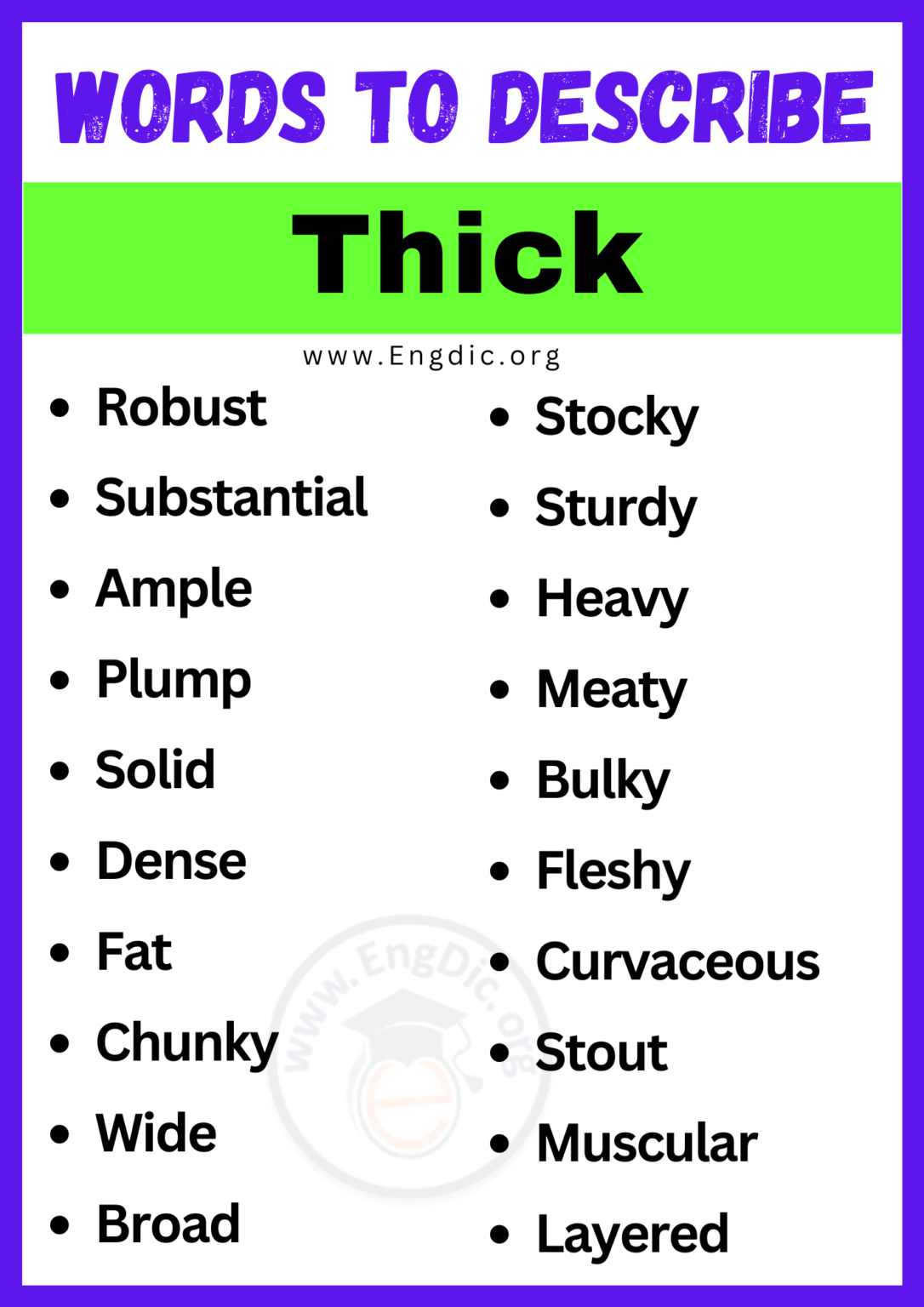 20+ Best Adjectives for Thick, Words to Describe a Thick - EngDic