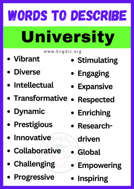 20+ Best Adjectives for University, Words to Describe a University - EngDic