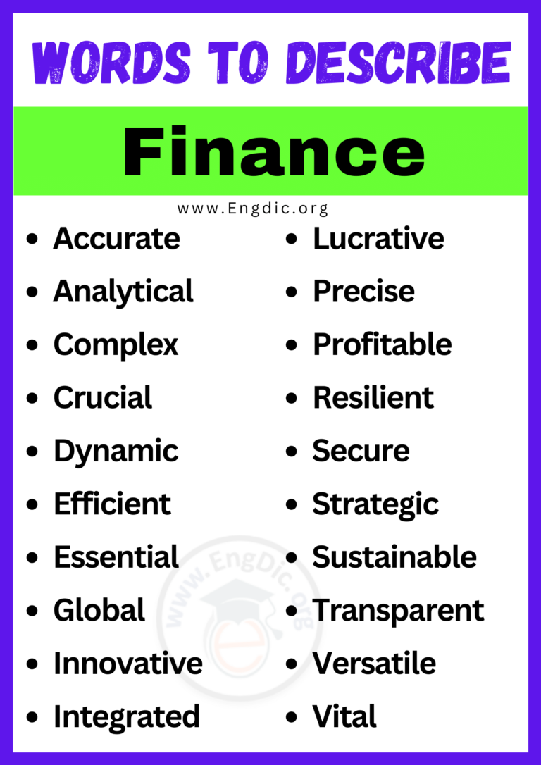 20+ Best Words to Describe Finance, Adjectives for Finance - EngDic